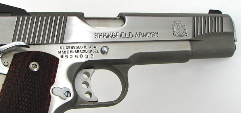Springfield 1911 A1 .45 ACP caliber pistol. Stainless loaded model ...
