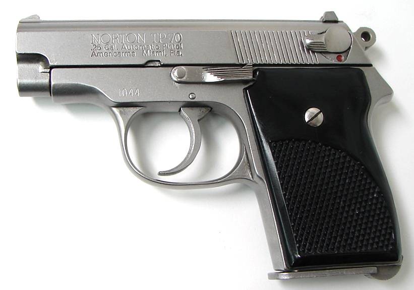 Norton TP-70 .25 Auto caliber pistol. 1970 s vintage stainless steel ...