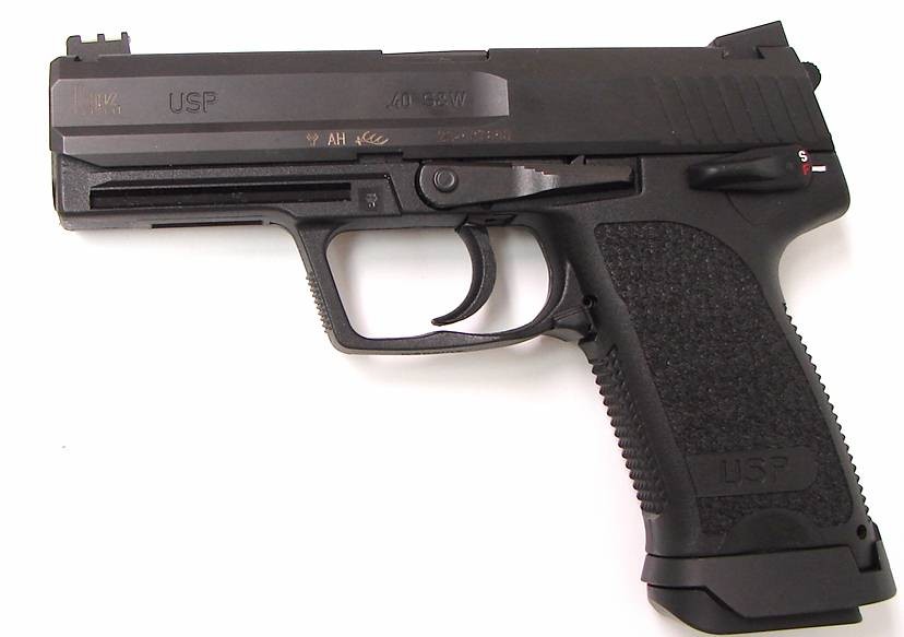 Heckler & Koch USP 40 S&W caliber pistol. With custom sights, magwell ...