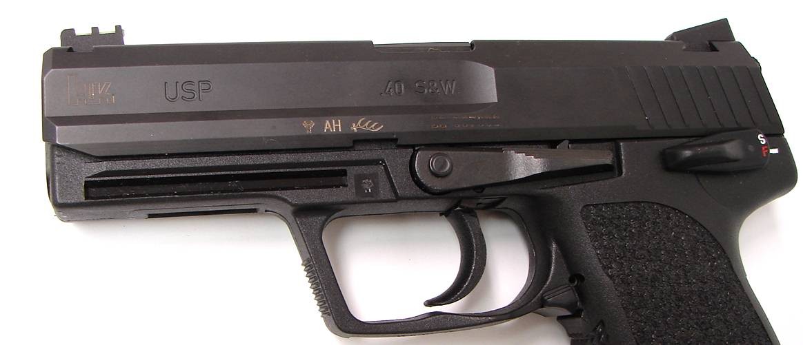 Heckler & Koch USP 40 S&W caliber pistol. With custom sights, magwell ...
