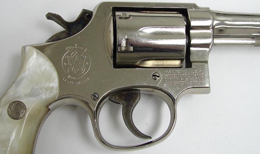 Smith & Wesson Model 10-7 .38 Special caliber revolver with fancy grips ...