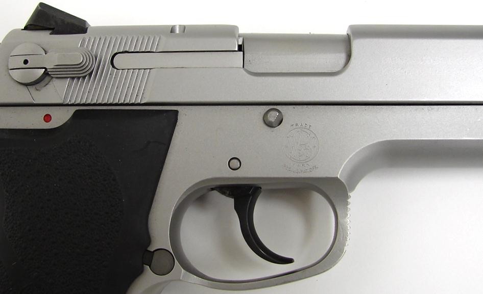 Smith & Wesson 4566 .45 ACP caliber pistol. Commander size stainless ...