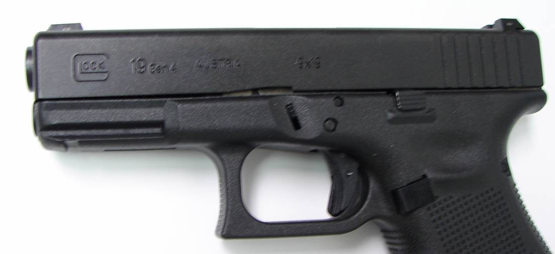 Glock 19 Generation 4 9mm caliber pistol. New compact Generation 4 with ...