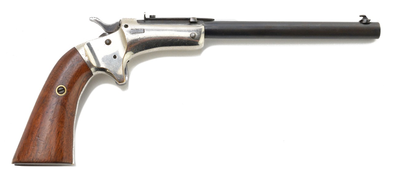 Stevens Model 43 “Diamond” tip-up 2nd Issue .22 caliber pistol for sale.