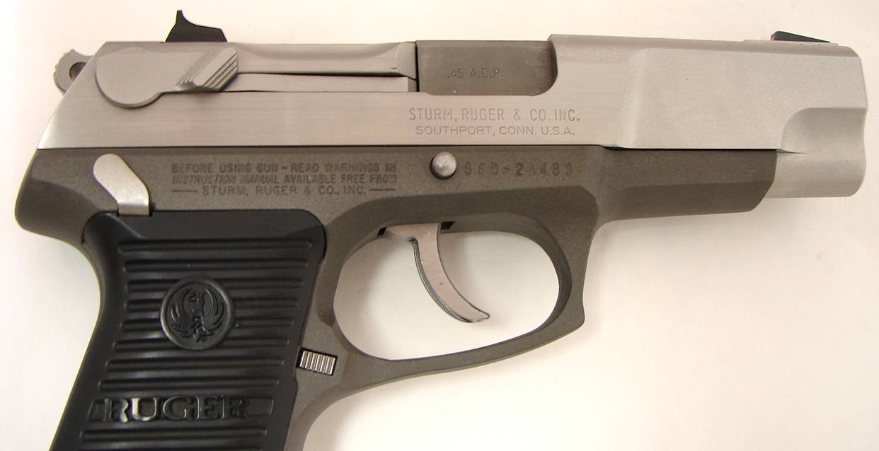 Ruger P90DC .45 ACP caliber pistol. Stainless steel model. Excellent ...