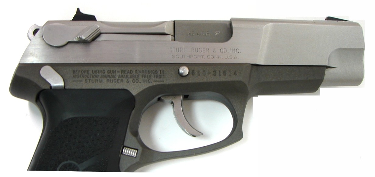 Ruger P90 .45 ACP caliber pistol. Stainless model with de-cocking ...