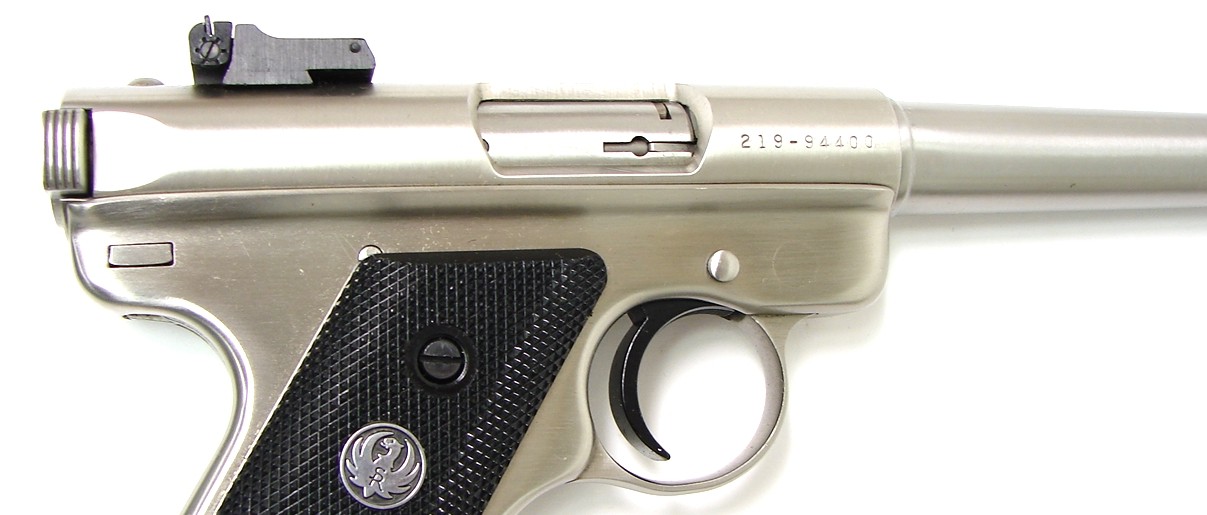 Ruger Mark II Target .22 LR caliber pistol. 6 7/8" stainless steel ...