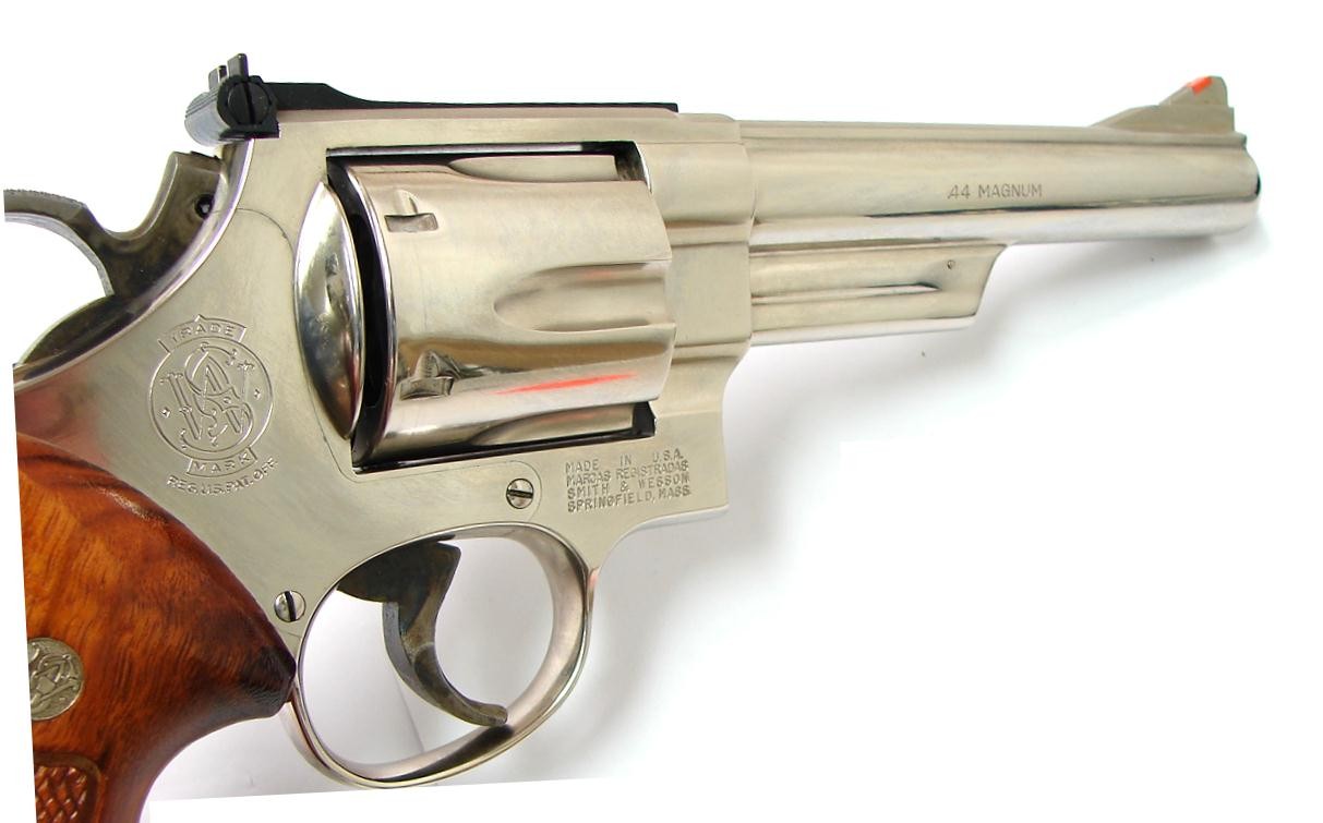Smith & Wesson 29-3 .44 Mag caliber revolver. 1980s vintage 6" Nickel plated model with box. In ...