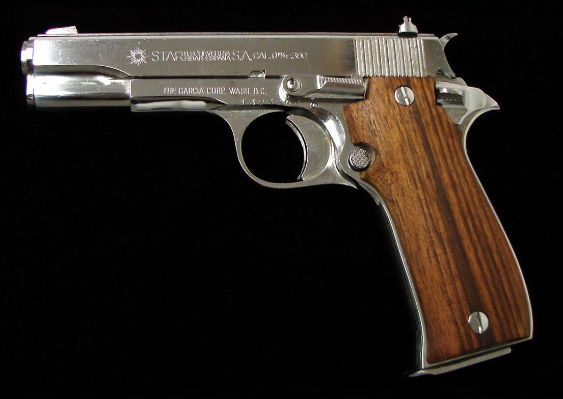 Star SM Super .380 ACP caliber pistol. 1960s vintage bright chrome ...