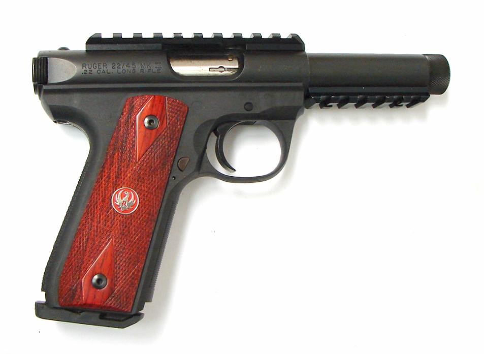 Ruger 22/45 MK III .22 LR caliber pistol. Polymer frame with threaded ...