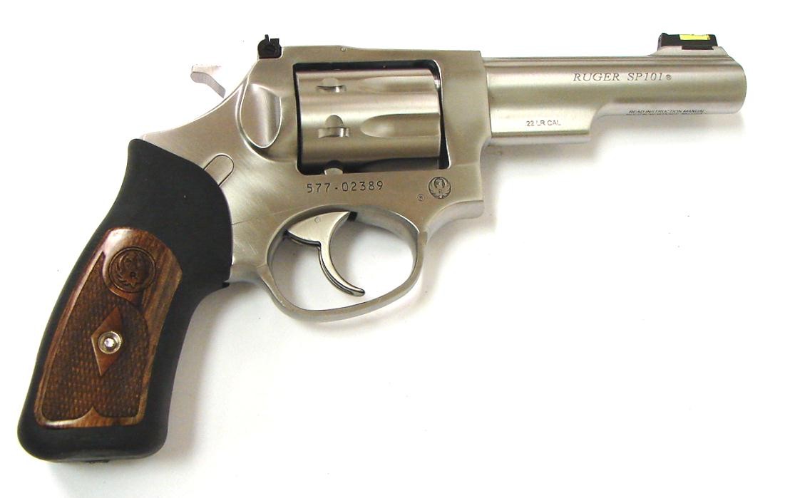 Ruger SP101 .22 LR caliber revolver. 4" stainless steel, 8-shot model ...