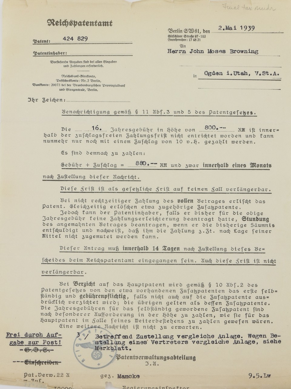 Nazi Marked Paper and Letter for sale.