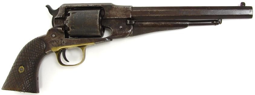 Remington 1858 New Model Army .44 caliber revolver. Frame has cut out ...