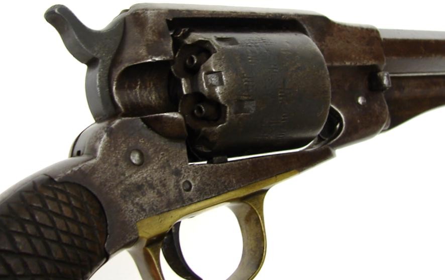 Remington 1858 New Model Army .44 caliber revolver. Frame has cut out ...