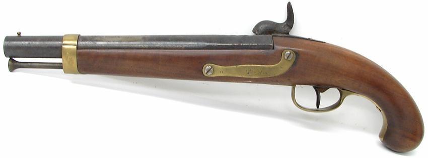 Percussion pistol made from a Potsdam musket. Barrel measures 11 3/4 ...