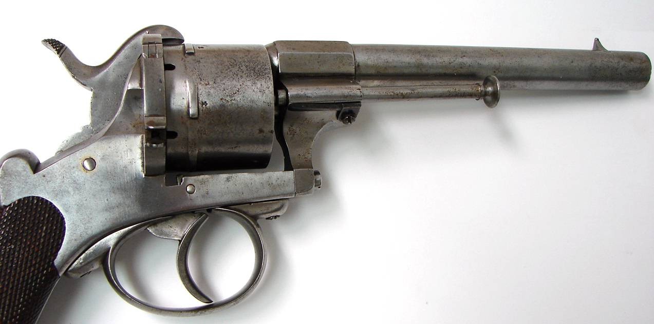 French pinfire revolver. Approximately .50 caliber. Action is tight and ...