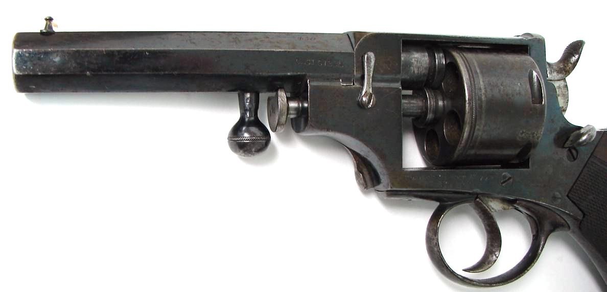 British Thomas Patent .450 caliber revolver. Very unusual ejector ...