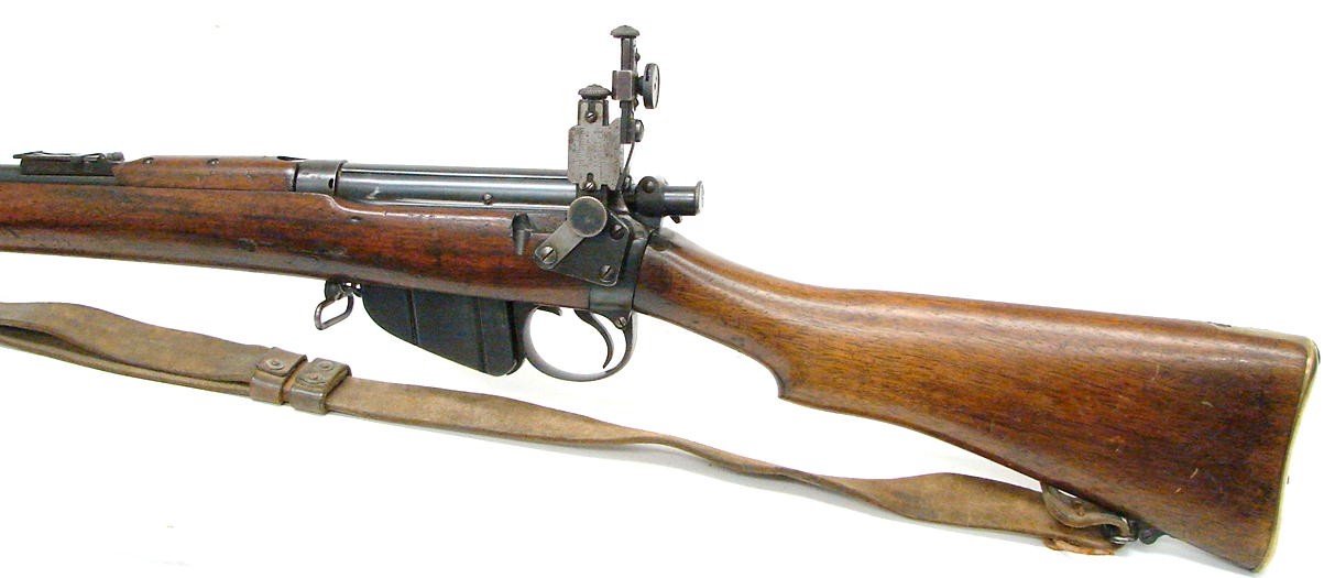 British Enfield .22 caliber Lee Speed patent rifle. Top of barrel ...