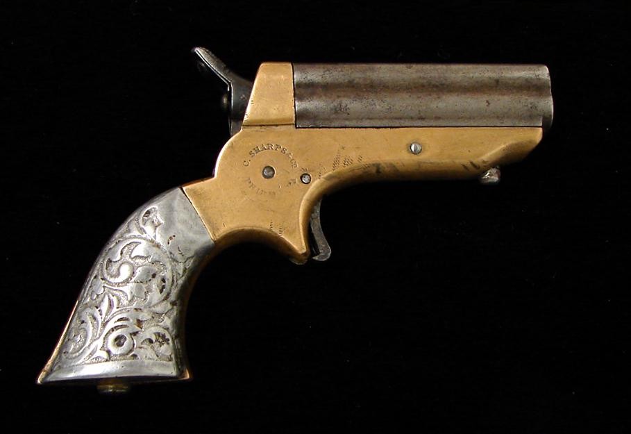 Sharps Model 1A .22 caliber pistol. Pepperbox Derringer, action works ...