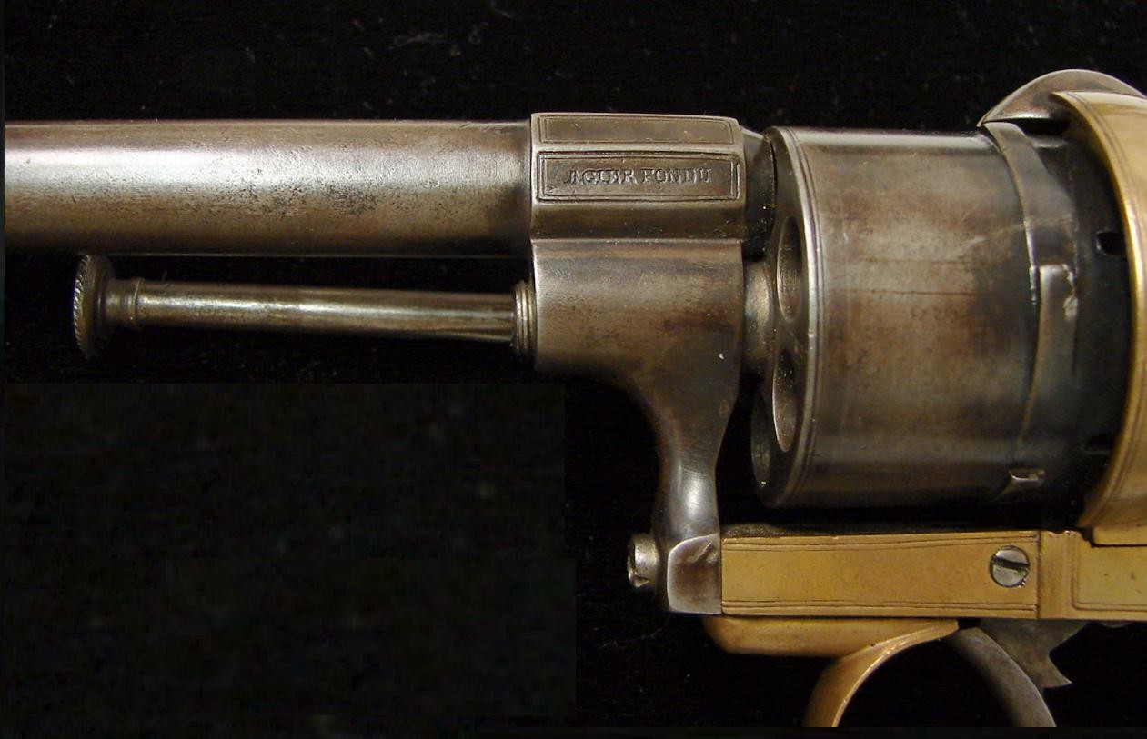 Belgian Brass Frame Pinfire 10mm caliber revolver. 6-shot, no ...