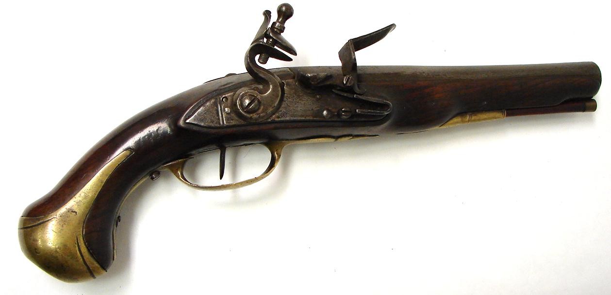 French Flintlock pistol. Bore is approximately .72 caliber. Lock ...