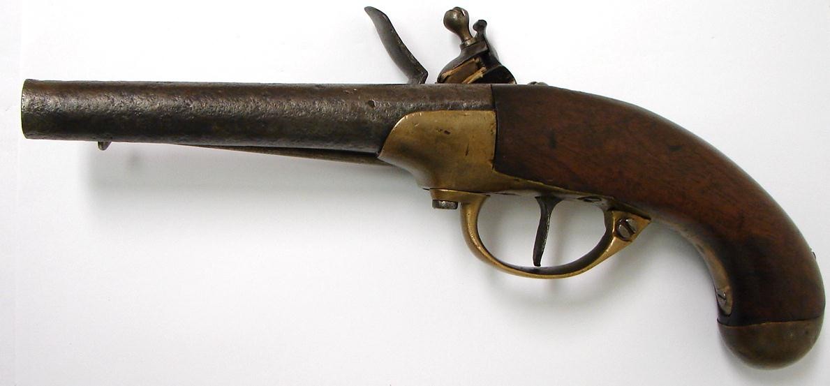 French Model 1777 Flintlock military pistol. Gun has no belt hook ...