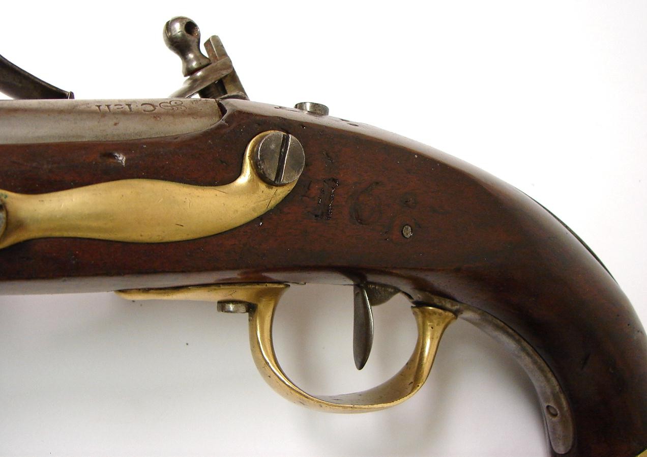 French Model Year 13 military issue flintlock pistol. Lock plate marked ...