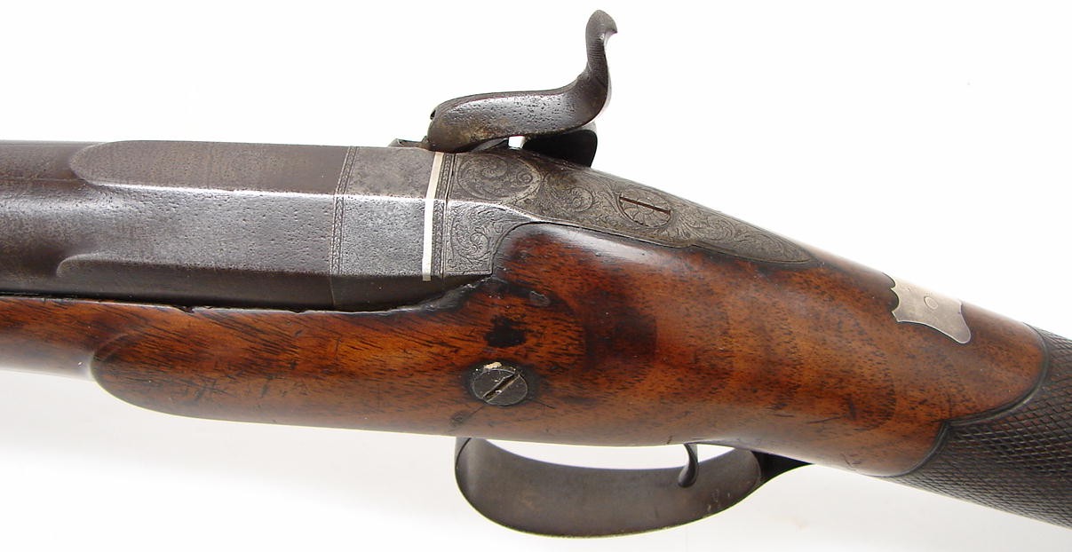 English percussion fowler 12 gauge shotgun. C. Moore s patent engraved ...