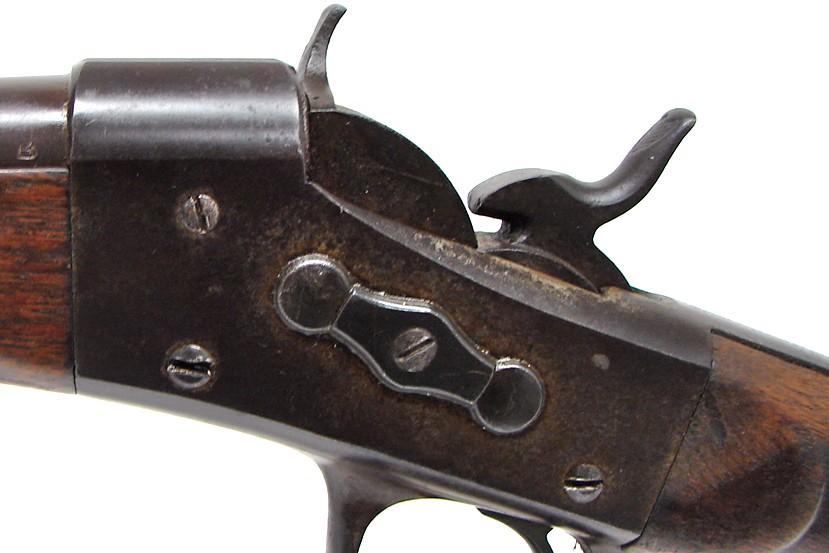 Remington Rolling Block 12 gauge shotgun. Smooth brown patina on metal ...