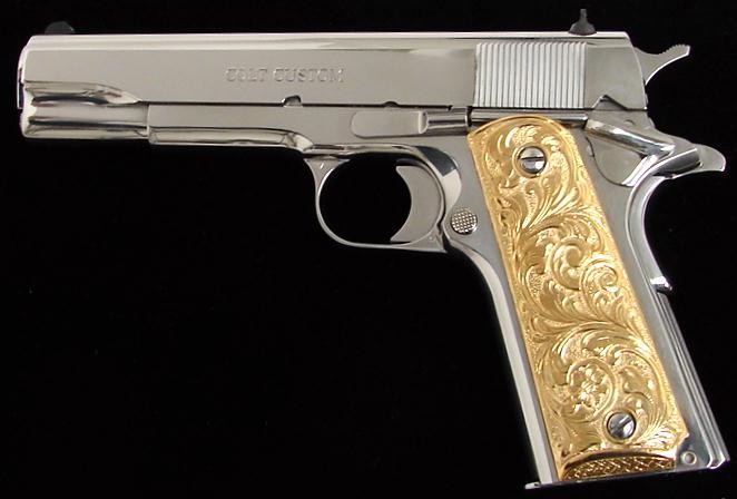 Colt Government Model .38 Super caliber pistol. Custom shop model with ...