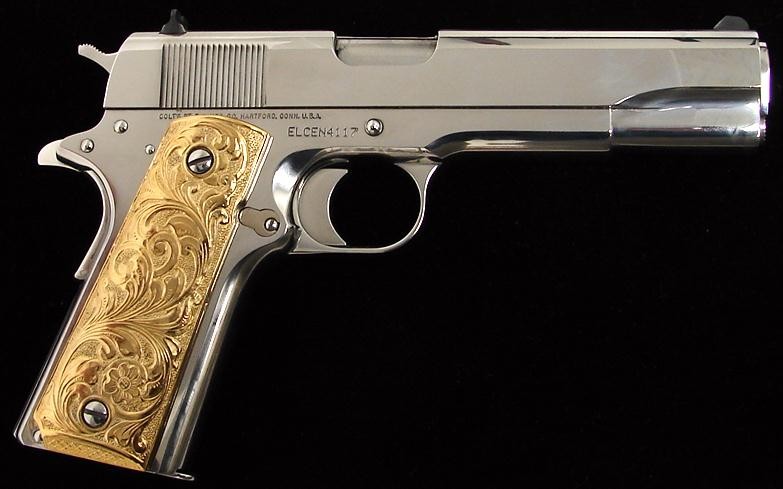 Colt Government Model .38 Super caliber pistol. Custom shop model with ...