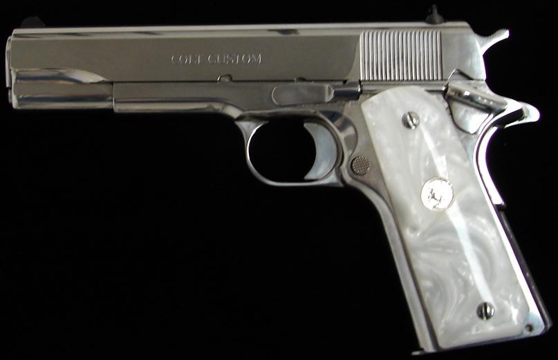 Colt Government Model .38 Super caliber pistol. Custom shop model with ...