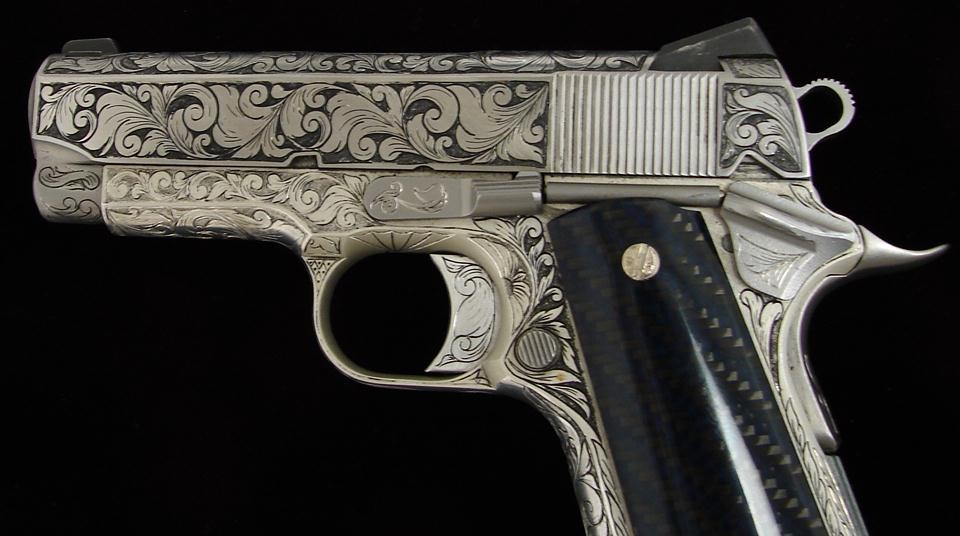 Colt Officers .45 ACP caliber pistol. Custom engraved lightweight ...