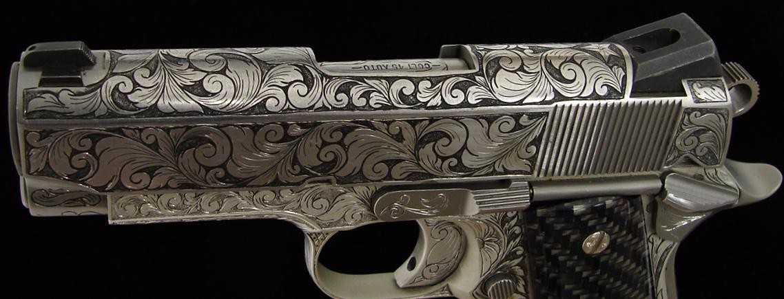 Colt Officers .45 ACP caliber pistol. Custom engraved lightweight ...