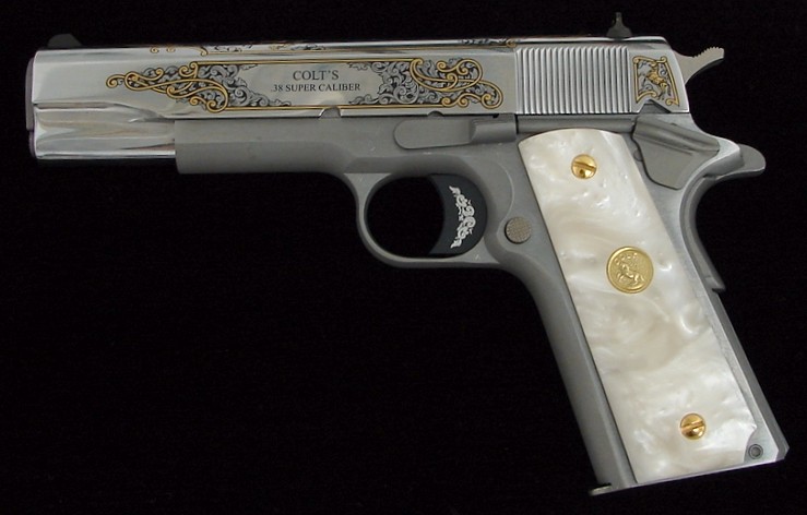 Colt Government Model .38 Super caliber pistol. Limited edition El Jefe ...