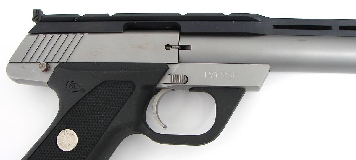 Colt Target Model .22 LR caliber pistol. Stainless steel target pistol ...