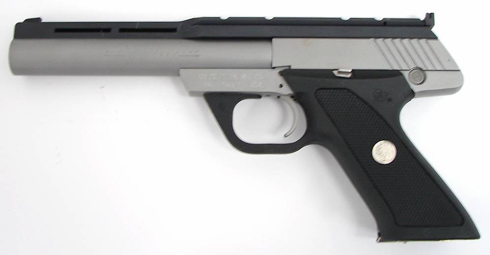 Colt Target Model .22 LR caliber pistol. Stainless steel target pistol ...