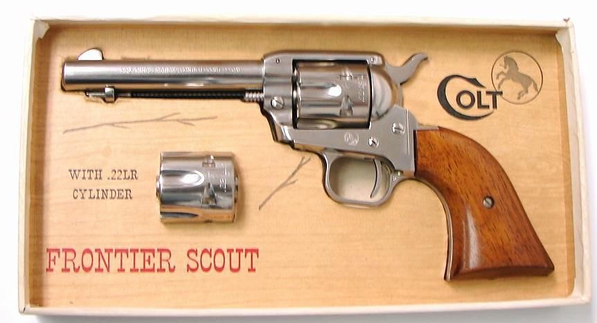 Colt Frontier Scout .22LR/WMR caliber revolver. Nickel plated model ...