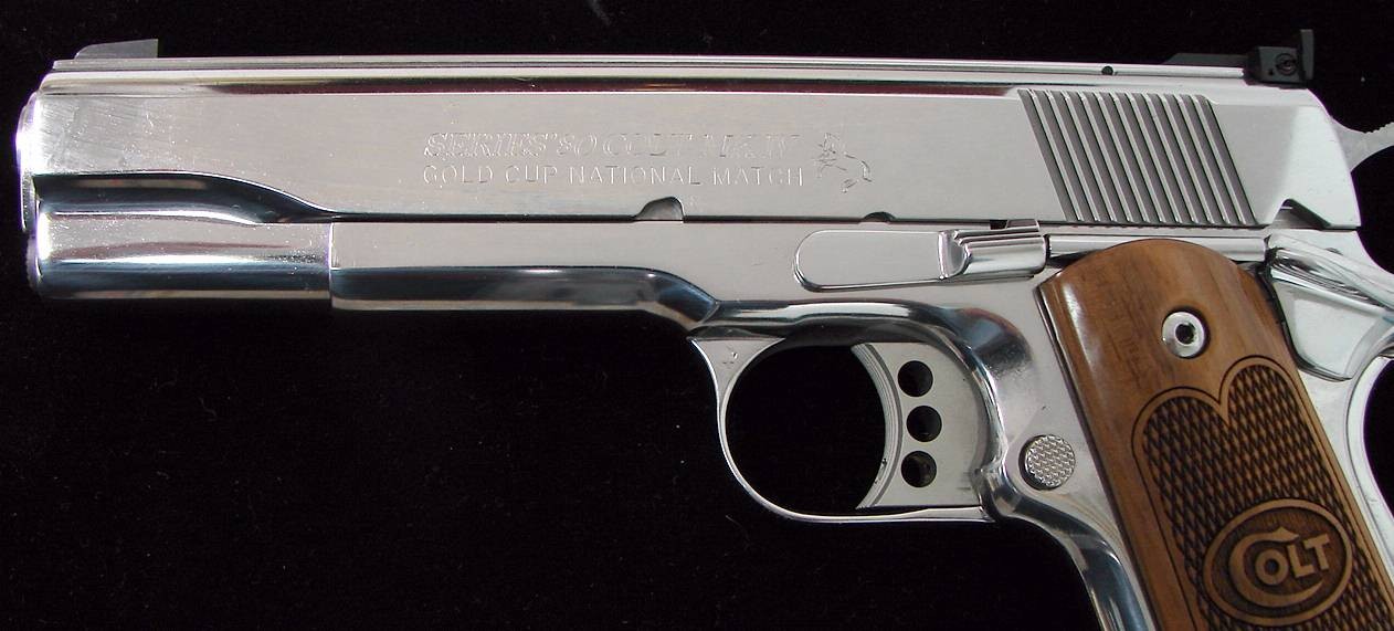 Colt Gold Cup National Match .45 ACP caliber pistol. Royal stainless ...