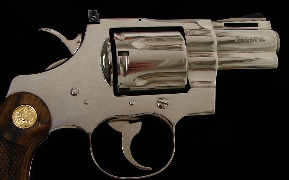 Colt Python .357 Mag caliber revolver. Rare 2 1/2" nickel Python, in ...