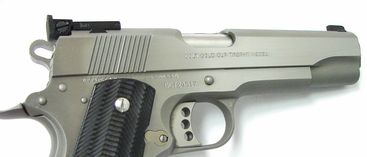 Colt Gold Cup Trophy .45 ACP caliber pistol. Stainless Target model ...