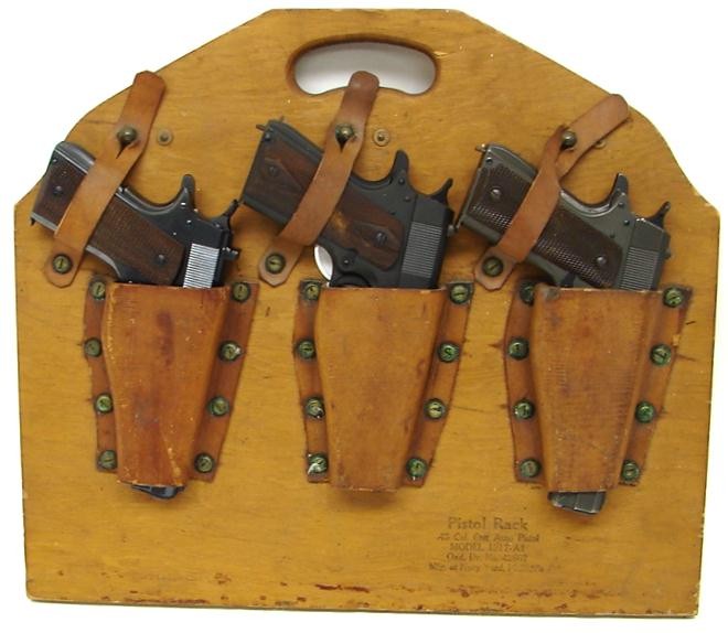 U.S. Navy Pistol Rack for shipboard use. Holds 6 Colt 1911 or 1911A1 ...