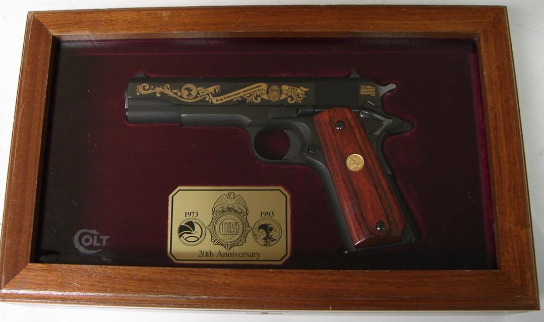 DEA 20th Anniversary 45 ACP caliber pistol. Special Edition Colt ...