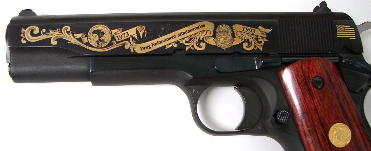 DEA 20th Anniversary 45 ACP caliber pistol. Special Edition Colt ...
