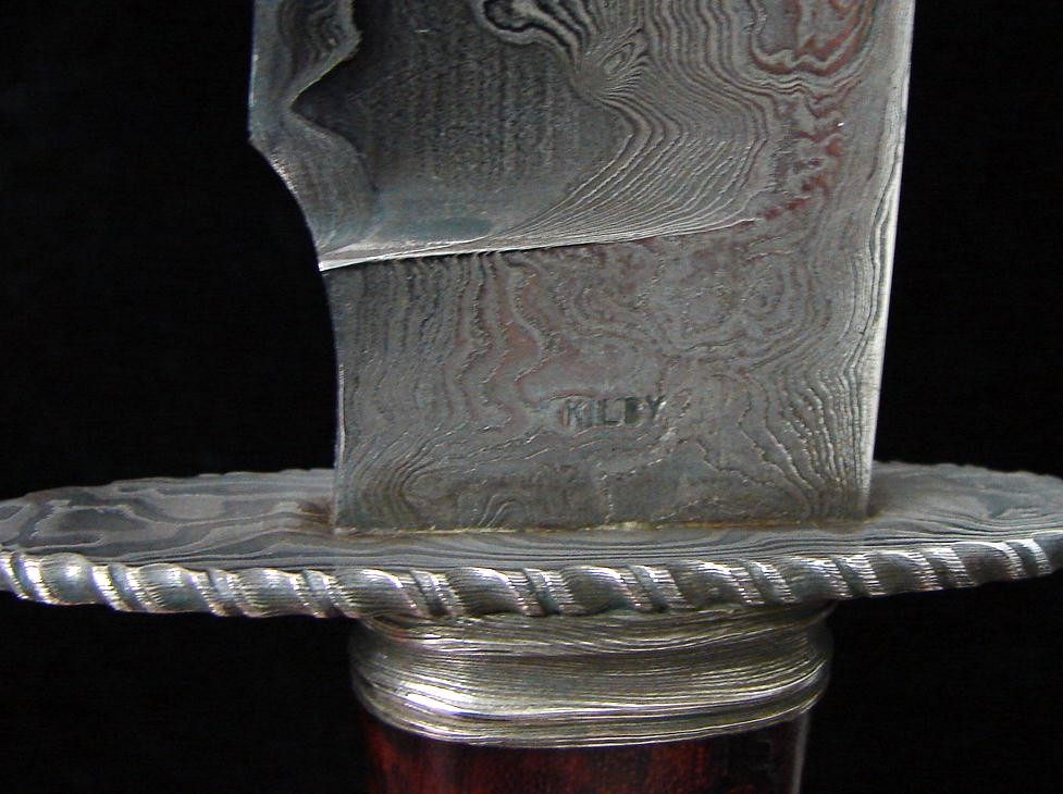 Keith Kilby Damascus & Ironwood Bowie. This 8 1/4" full Damascus blade ...