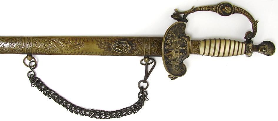U.S. Militia Officers Sword with pearl grip & Indian princess pommel ...
