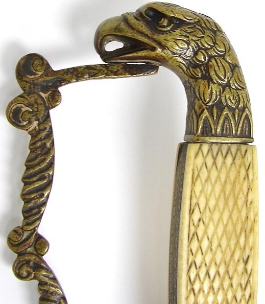 American Eagle Head Militia Officers Sword with checkered ivory grip ...