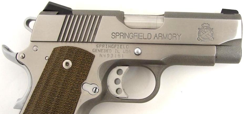 Springfield Ultra Compact .45 ACP caliber pistol. Stainless 3 1/2 carry ...