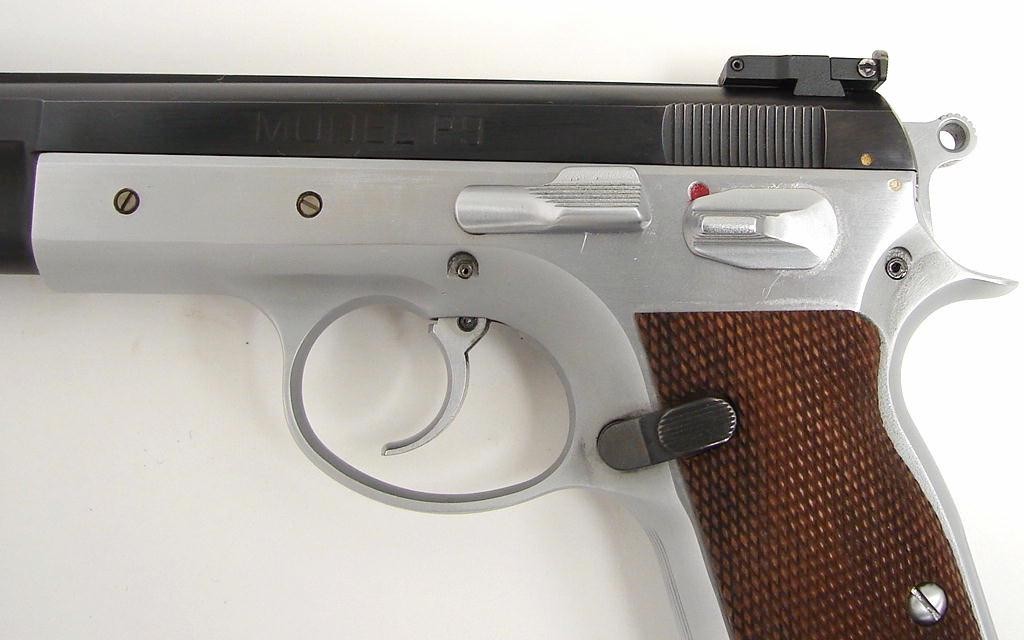 Springfield P9 .40 S&W caliber pistol. Competition model with target ...