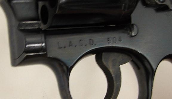 Smith & Wesson 15-3 .38 Special caliber revolver. Police gun with L.A ...